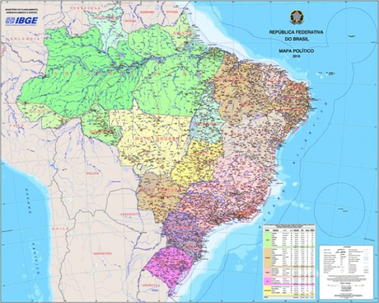 IBGE divulga versão 2016 do Mapa Político do Brasil - Diário Corumbaense